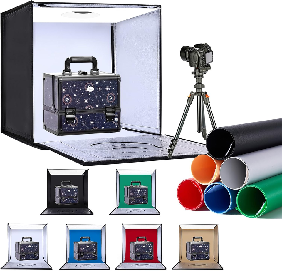 Light Box Photography 24"X24" with 120LED Lights and 6 Color Backdrops ...