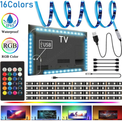 5V USB LED Strip TV Monitor Background Light 5050 RGB Color Changing w ...