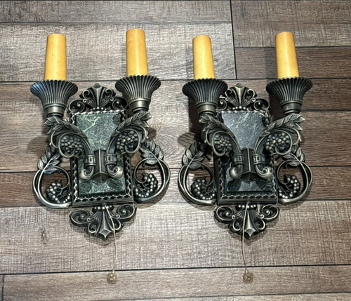 2 Wall Sconce Lights Soviet Union Russia Marble Inserts 1990s ...