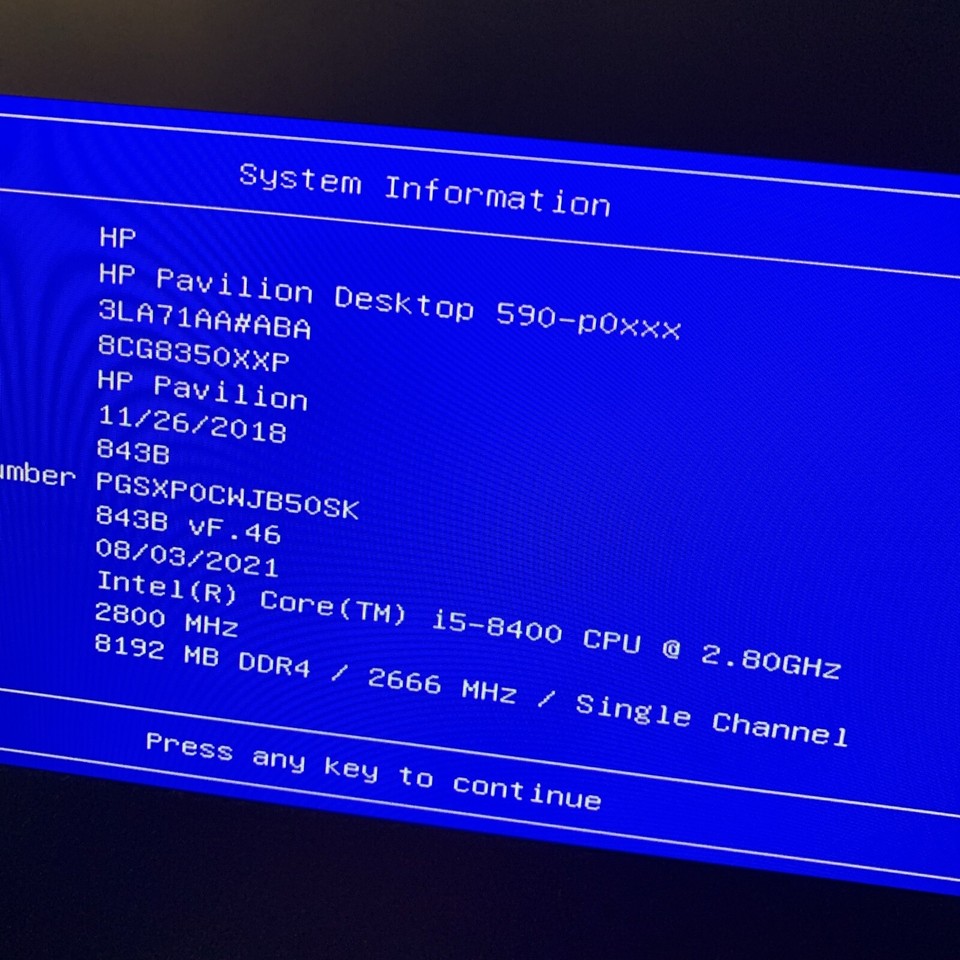 HP 590-p0066 Hp Pavilion i5-8400 2.8GHz UHD Graphics 630 8GB RAM 1TB ...