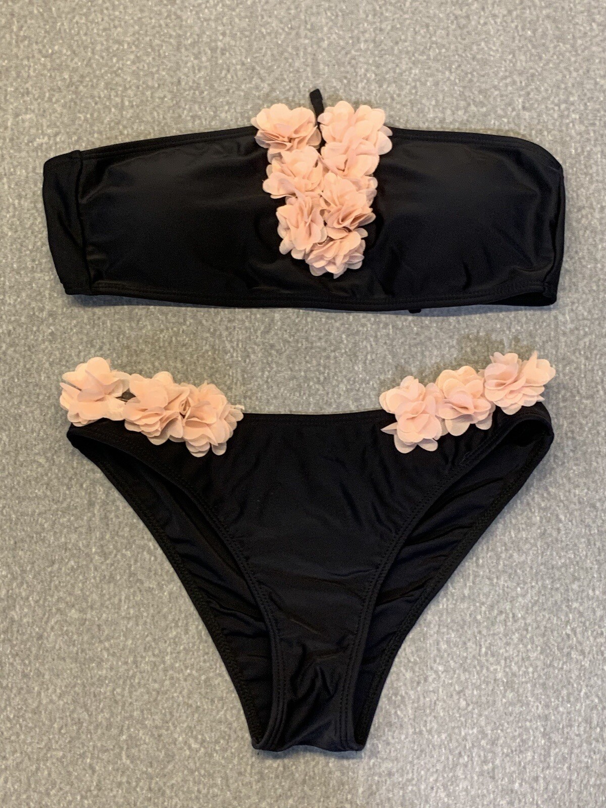 Cottage Core Romantic Bikini 2 pc Swimsuit sz M Black… - Gem