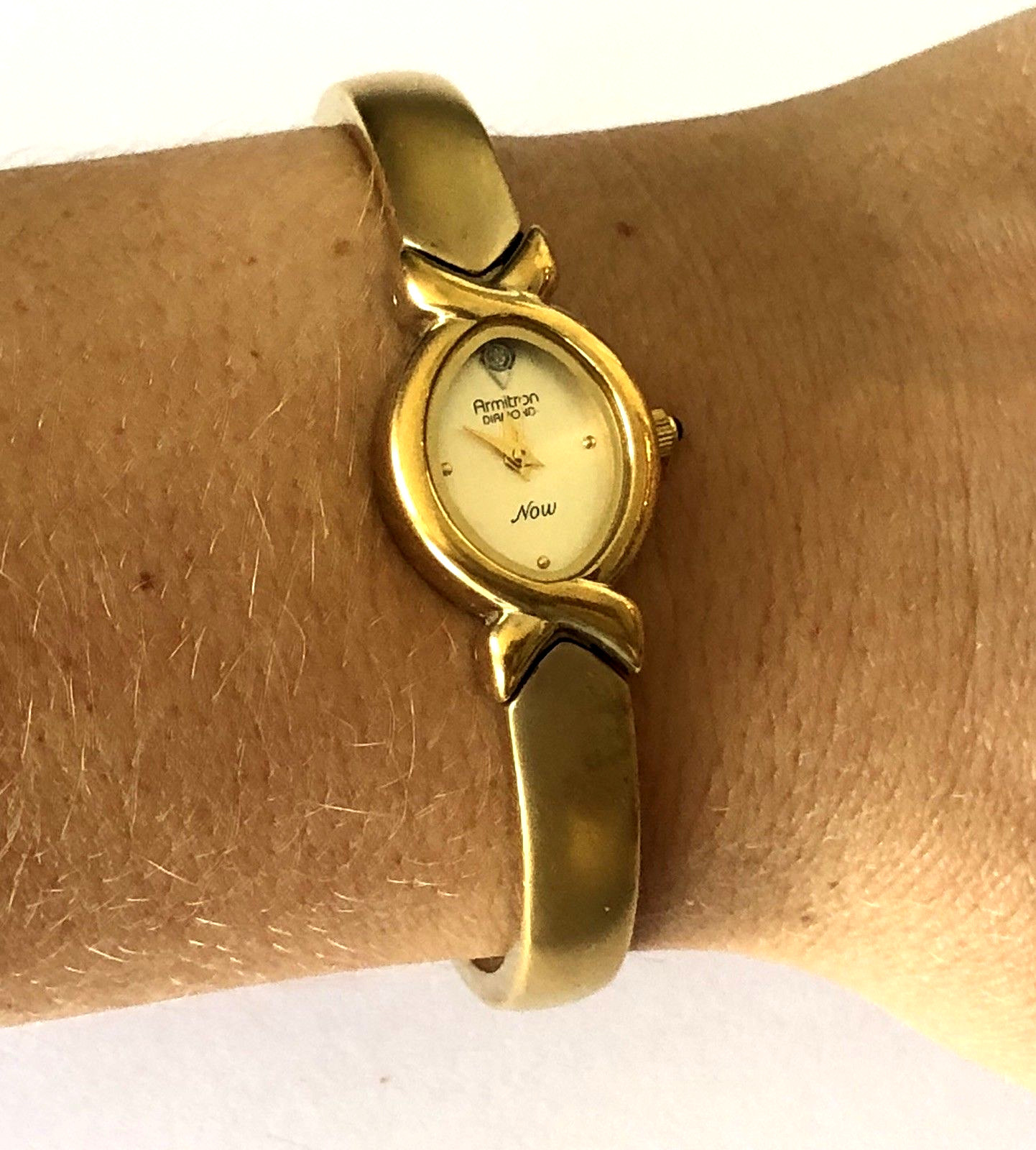 Armitron Diamond Now 75/2176 753H Ladies Watch St Steel Yellow Tone ...