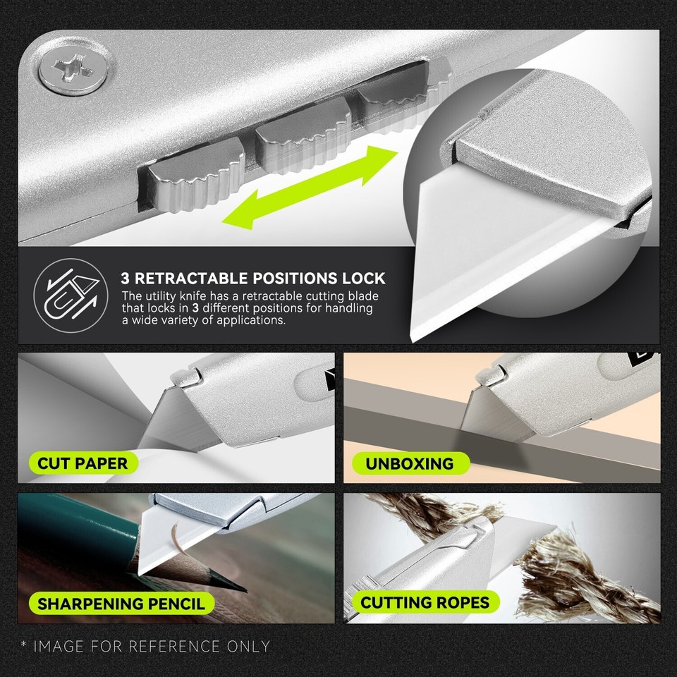 2 Pack Heavy Duty Durable Sharp Razor Blade Retractable Utility Knife ...