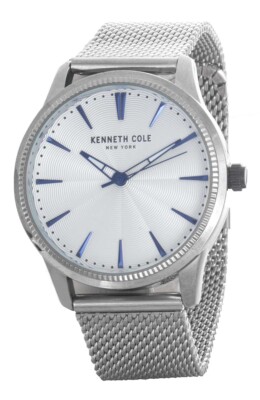 Kenneth Cole New York Date Silver Dial Steel Mesh Men's Watch ...
