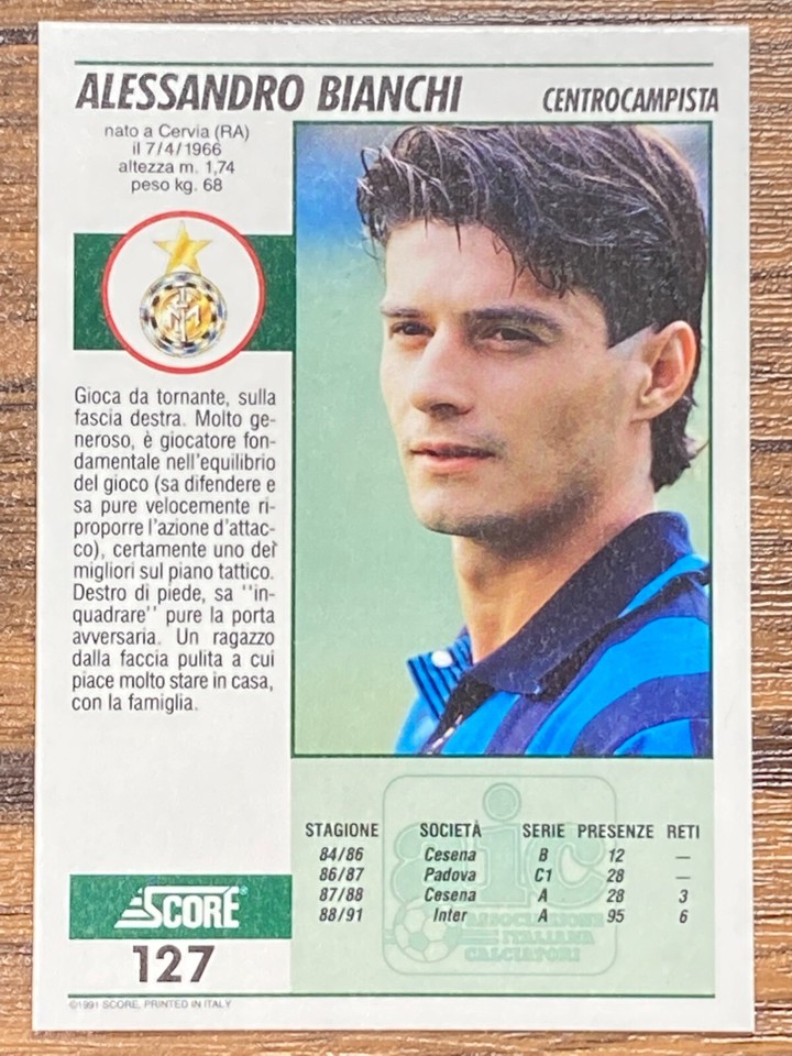 Score 92 Card Calcio Serie A Alessandro Bianchi Inter Milan | eBay