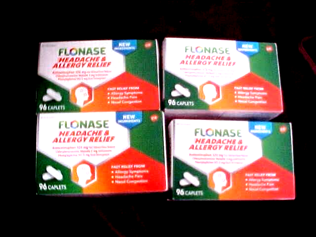 Large 4 Boxes 96 Caplets Each TL 384 Flonase Headache & Allergy Relief ...