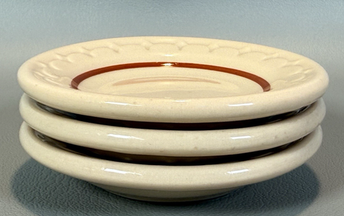 Vintage Butter Pat Restaurant Ware Lot of 3 Beige with Rust Ring | eBay