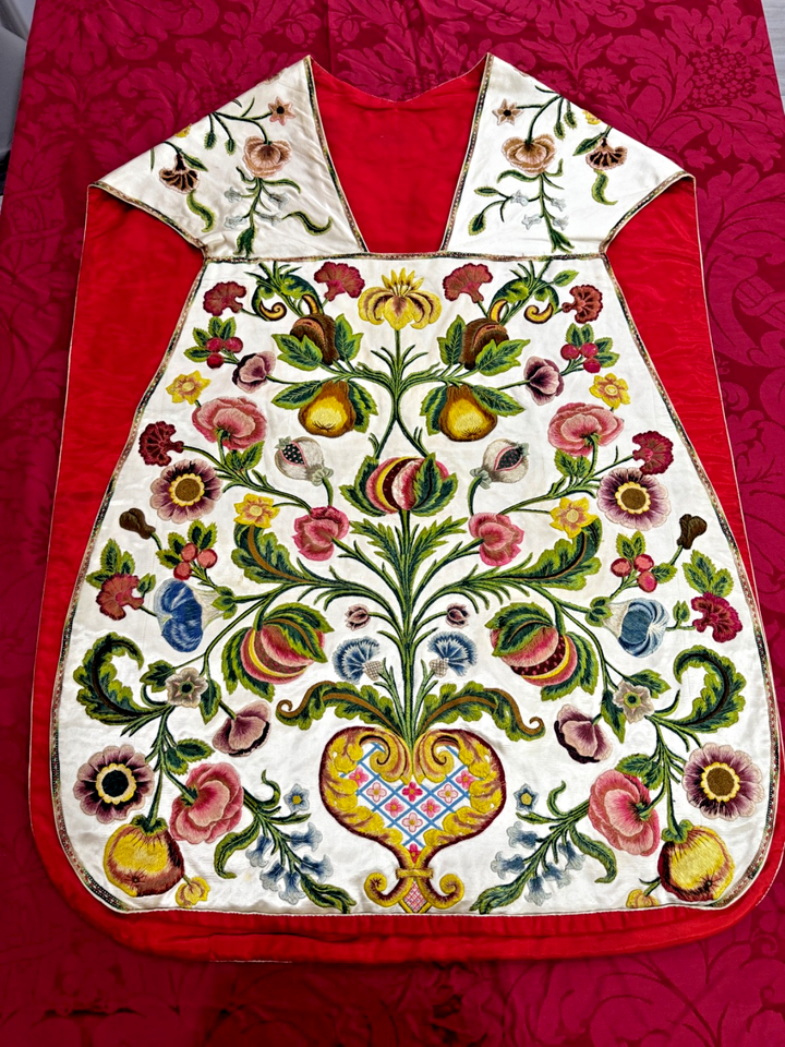 Exceptional Antique Floral Embroidered Roman Chasuble vestment | eBay UK