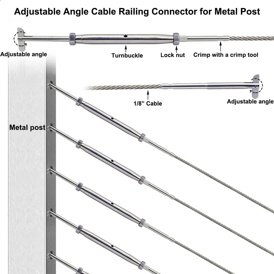 Stainless Steel Cable Railing Hardware Kit, for 1/8 Cable Railing ...