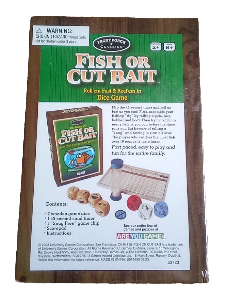 Fish Or Cut Bait Roll'em Fast & In Dice Game - For 2 Players New ...