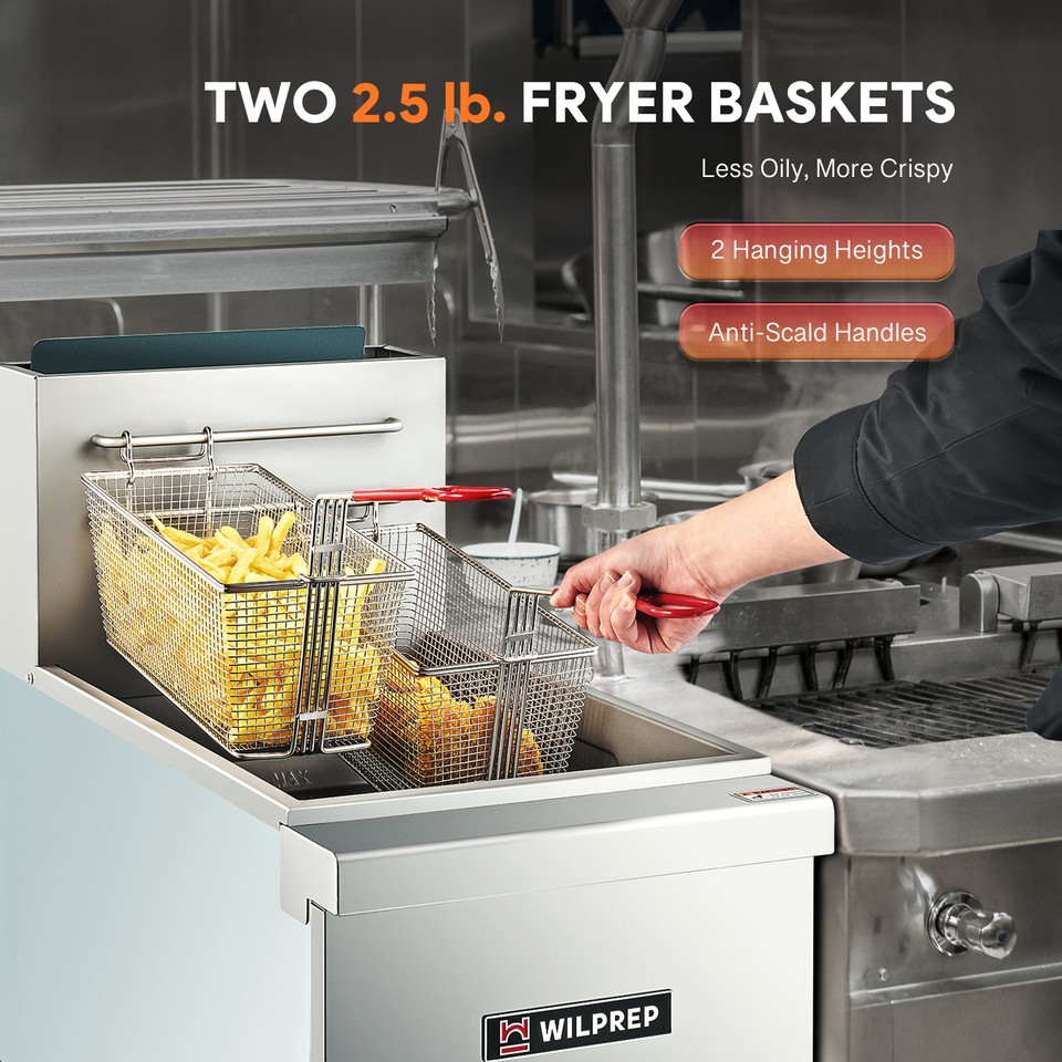 50lbs Commercial Floor Gas Deep Fryer Propane 4 Burner 120000BTU 400°F ...