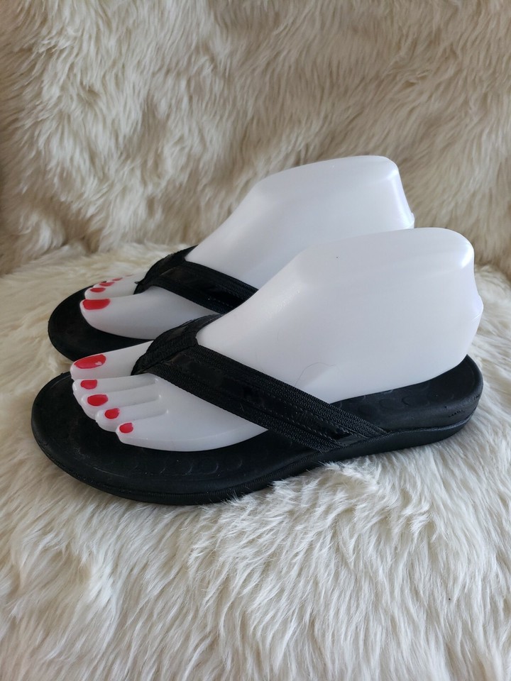 VIONIC TIDE II Black Patent Thong Toe Post Sandal Orthaheel Dr Weil 37 ...