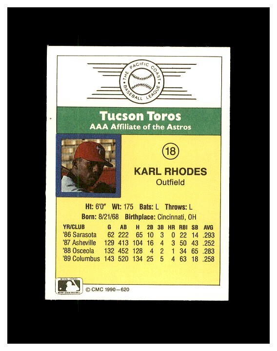 1990 Tucson Toros CMC #18 Karl Rhodes | eBay