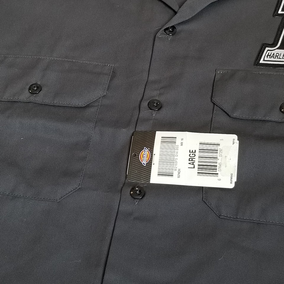 Harley Davidson Patch DICKIES Short Sleeve Mechanic Work Shirt Classic ...