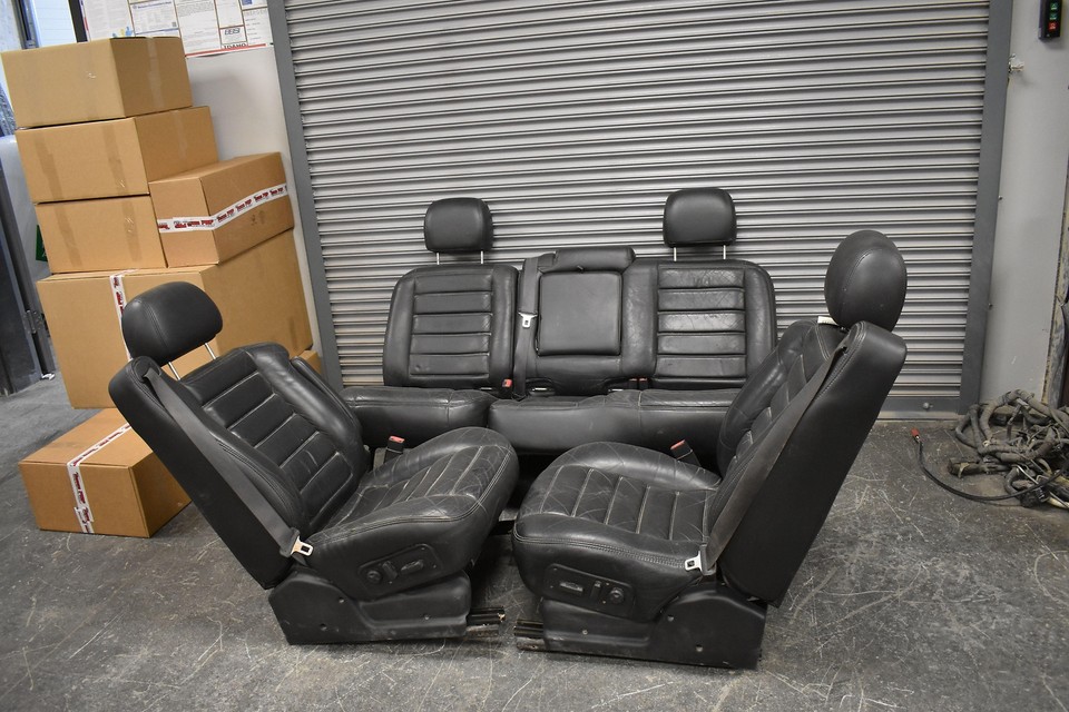 DMG 2005-2007 Hummer H2 1st & 2nd Row Black Leather Seats Ebony-48I ...