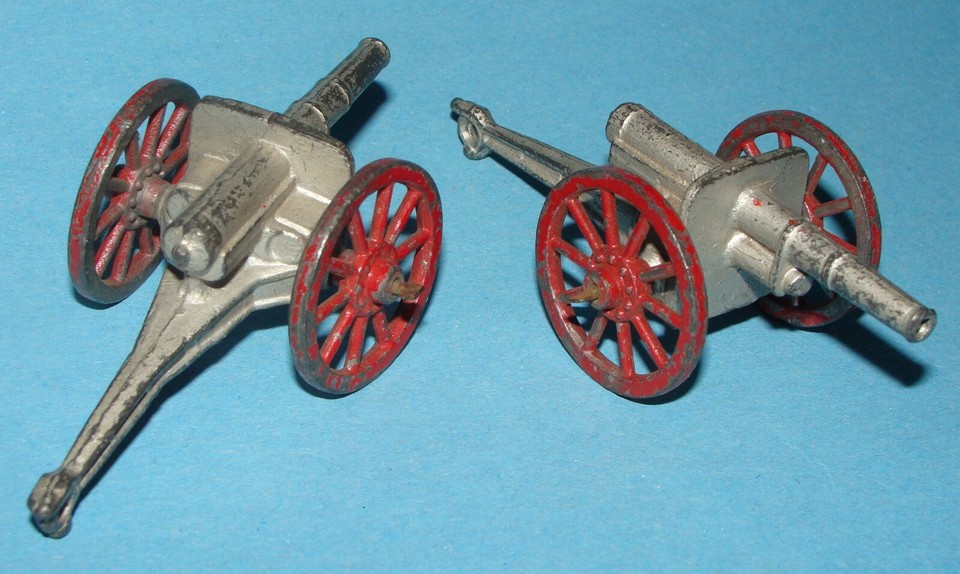 2 Vintage Slush Metal Toy Soldier Military Artillery Cannons - Each 3 ...