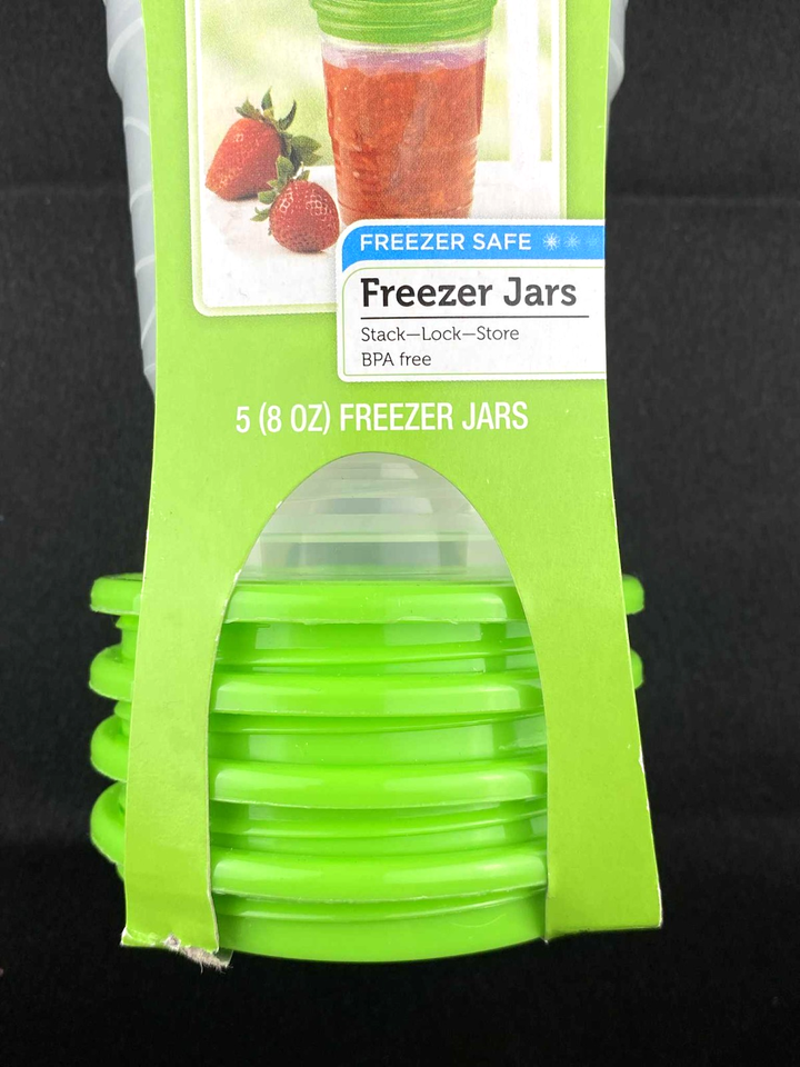 BALL 5 Count 8 oz Freezer Jars Stack-Lock-Store Twist-Lock-Design Clear ...