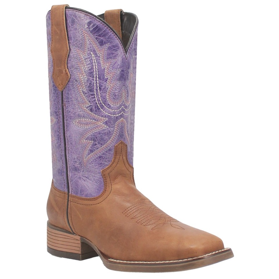 Laredo Mara Embroidery Square Toe Cowboy Womens Brown, Purple Casual ...