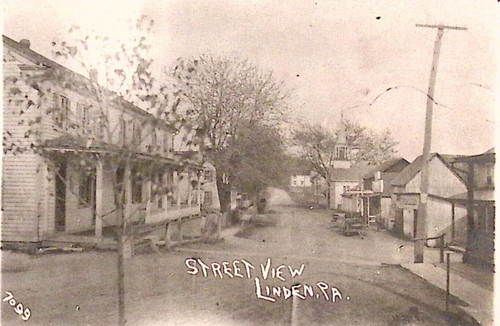 1909 Street View LINDEN PA Real Photo Postcard RPPC Church Horse Wagons ...