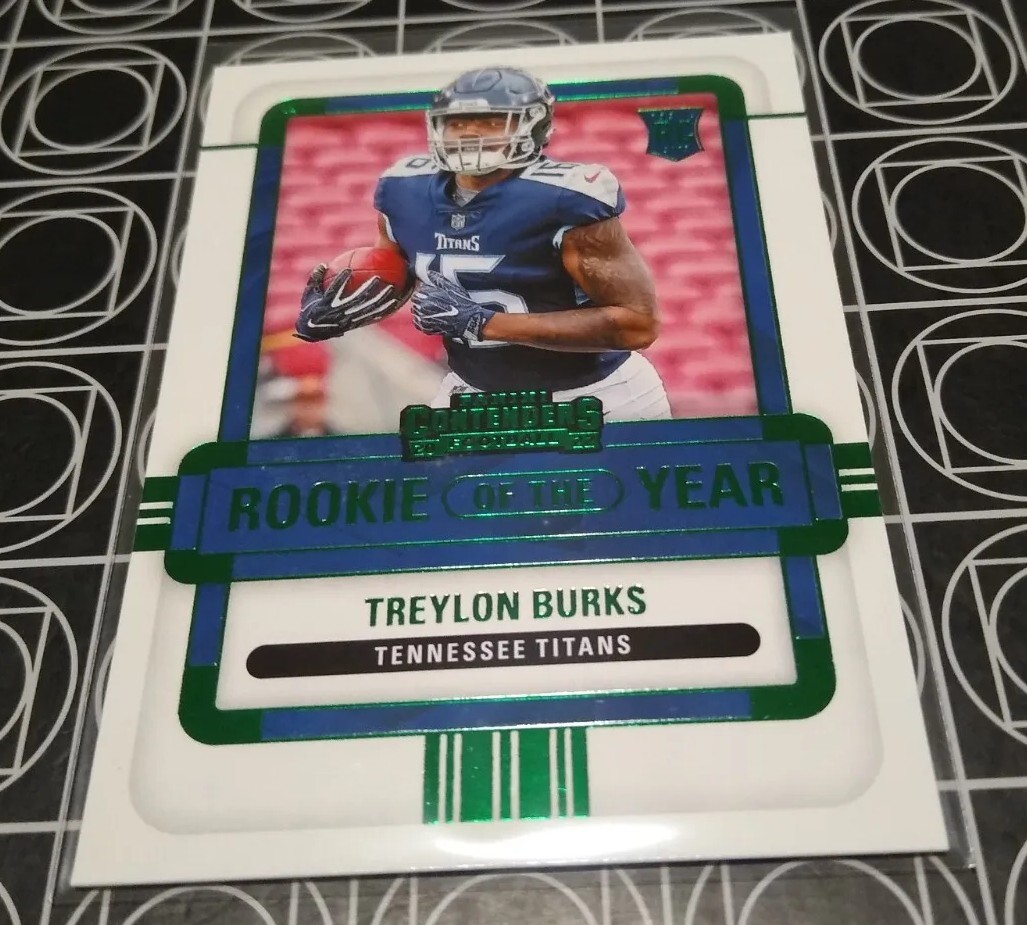 TREYLON BURKS TENNESSEE TITANS 2022 PANINI ROOKIE OF THE YEAR GREEN RC ...