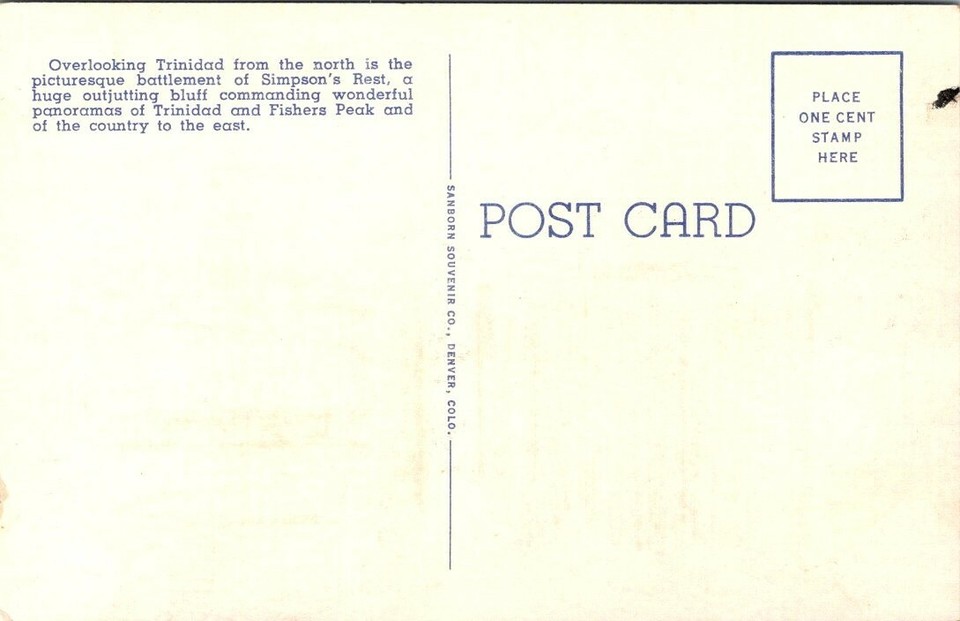 Postcard Simpsons Rest From Residence District Trinidad Colo/White ...