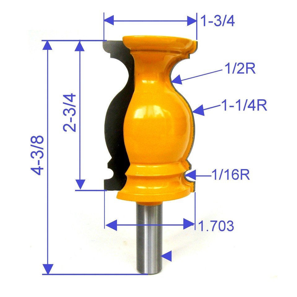 1 PC 1/2" SH 2-3/4 Blade Long Chair Rail Molding Router Bit for #390 ...