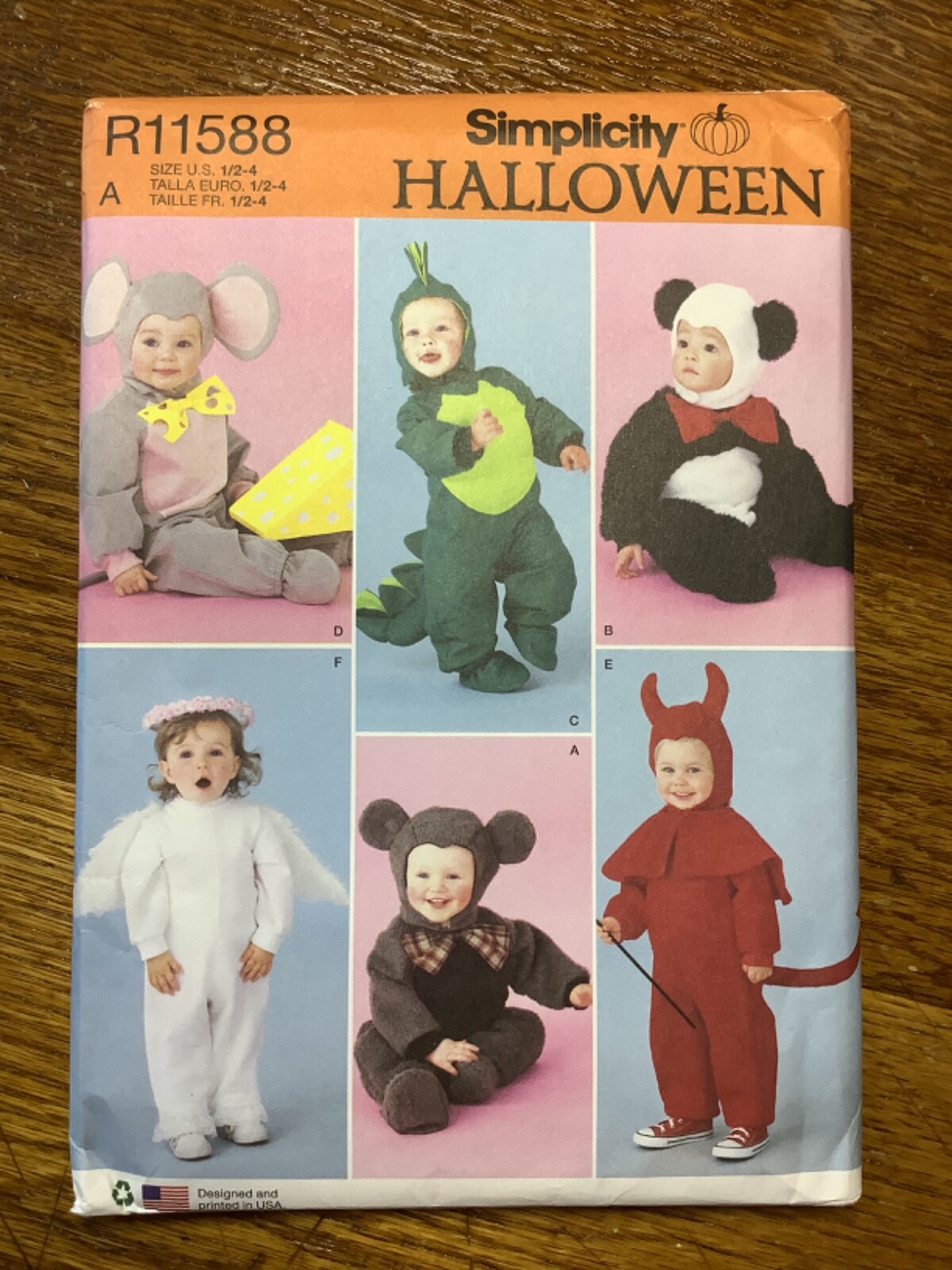 Simplicity toddler costume pattern R11588 mouse panda bear angel ...