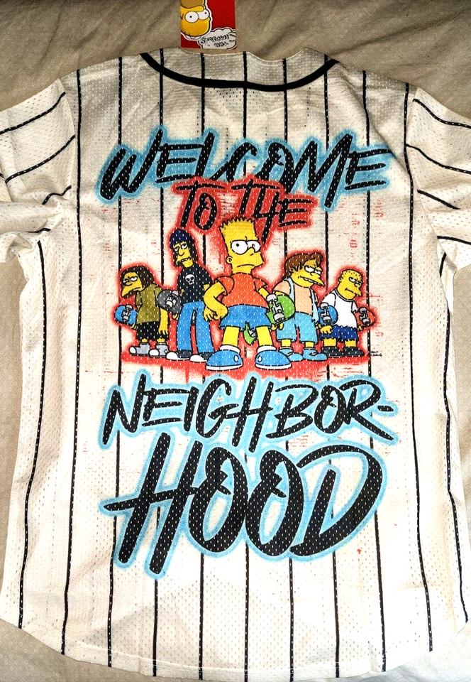 The Simpsons Bart Simpson Neighbor Hood Baseball Jersey Mens Medium ...