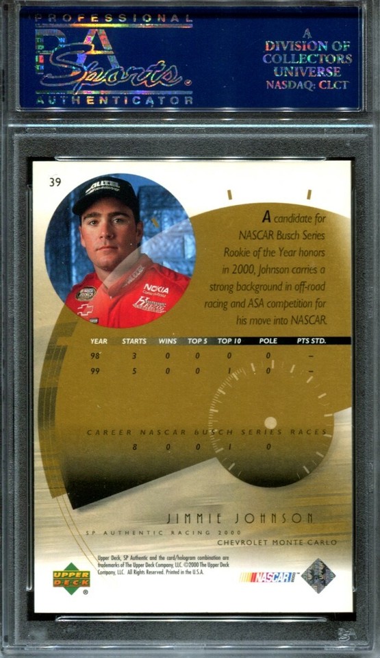 2000 SP Authentic Jimmie Johnson Rookie RC #39 PSA 10 | eBay