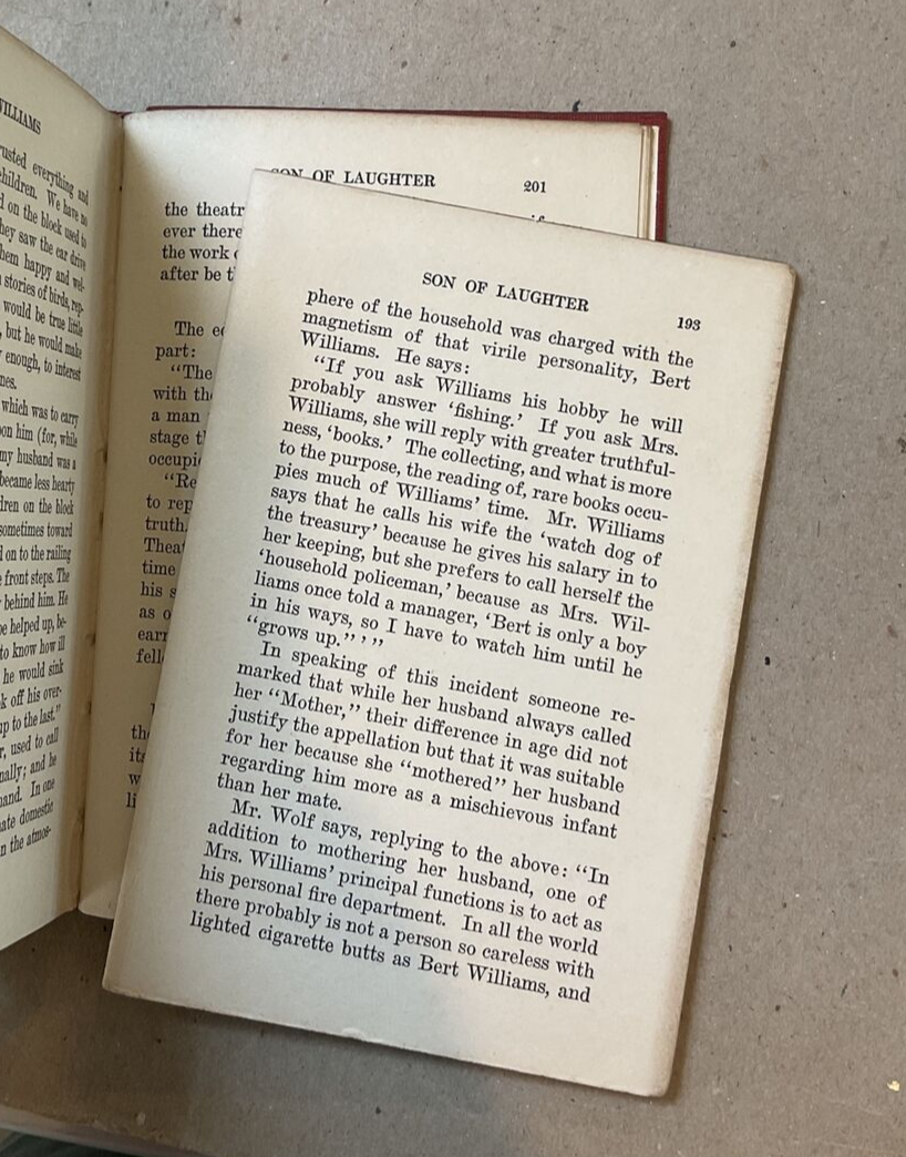 Bert Williams: Son of Laughter by Mabel Rowland RARE, INSCRIBED! First ...