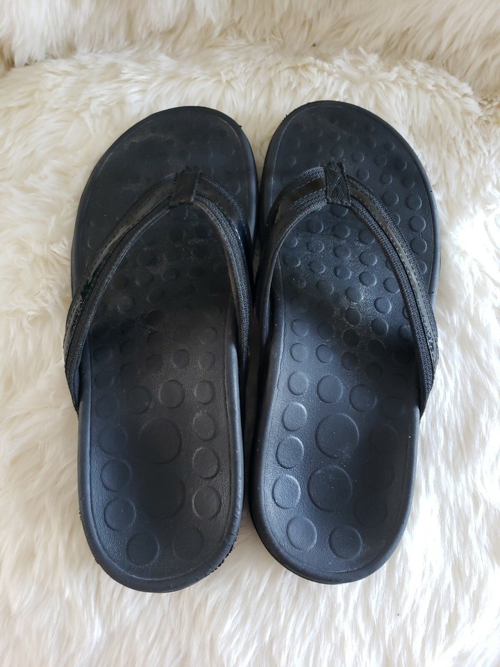 VIONIC TIDE II Black Patent Thong Toe Post Sandal Orthaheel Dr Weil 37 ...