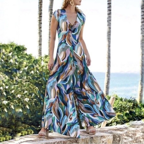 Soft Surroundings Women MP Multicolor Swirl Abstract Artinique Wide Leg ...
