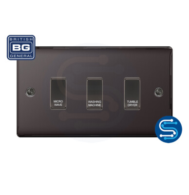 BG Black Nickel 3 Gang Custom Labelled Kitchen Appliance Grid Switch ...