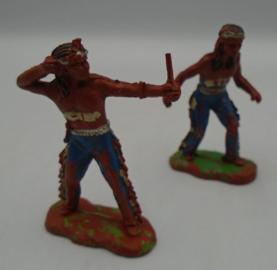 VINTAGE NATIVE AMERICAN INDIAN FIGURES MADE IN ENGLAND PLASTIC X 4 ...