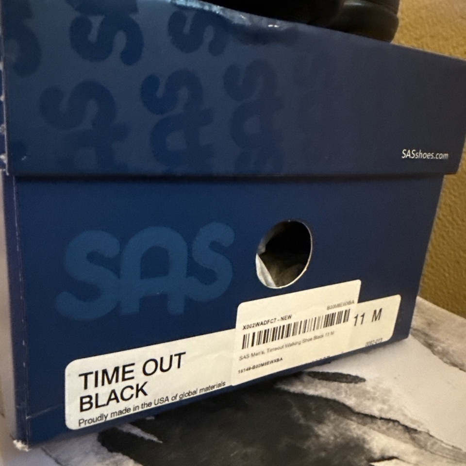 Men's SAS Timeout Walking Shoe TIME OUT BLK Black LEATHER Sz 11 M Made ...