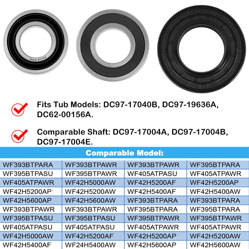 Samsung Washer Seal Bearing Kit DC97-17040B DC97-19636A DC62-00156A ...
