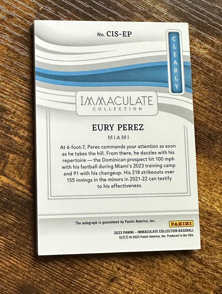 2023 Immaculate Collection Clearly Immaculate Auto Red #58 Eury Perez ...