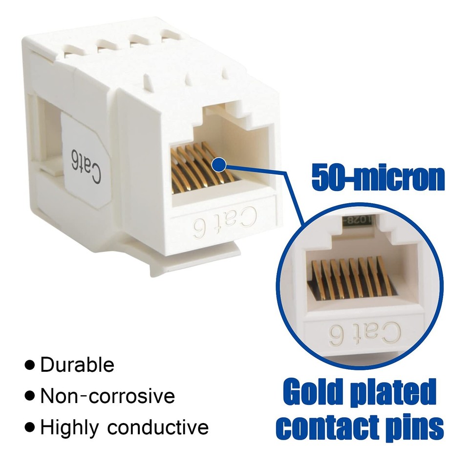 Cat6 RJ45 110 Type 180° Keystone Jack White 10 Pack 704817986273| eBay