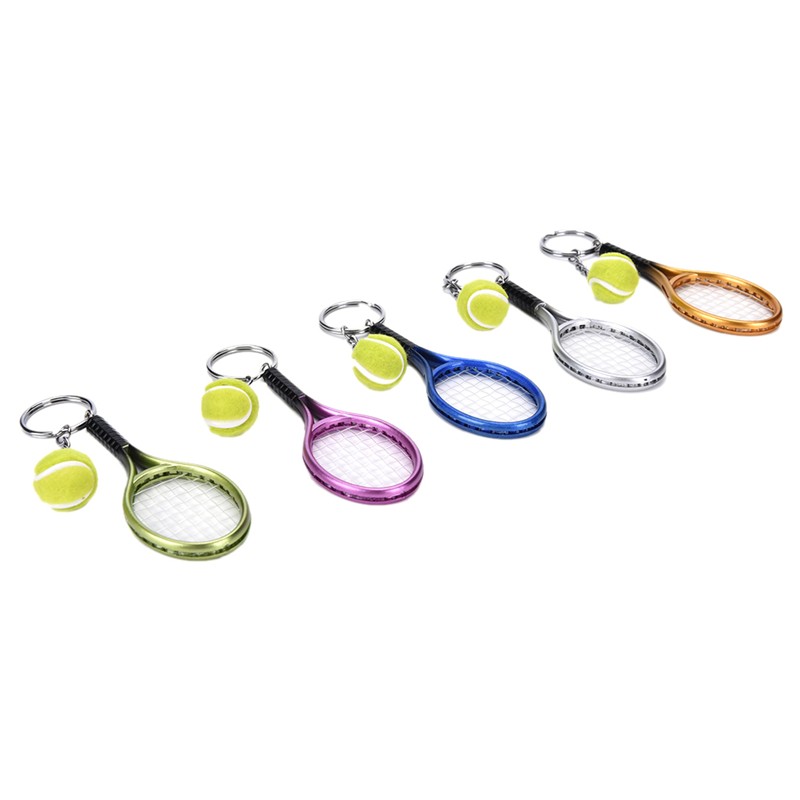 Metal Creative 3D Tennis Rackets Ball Key Chain Key Ring Gift Keychain ...