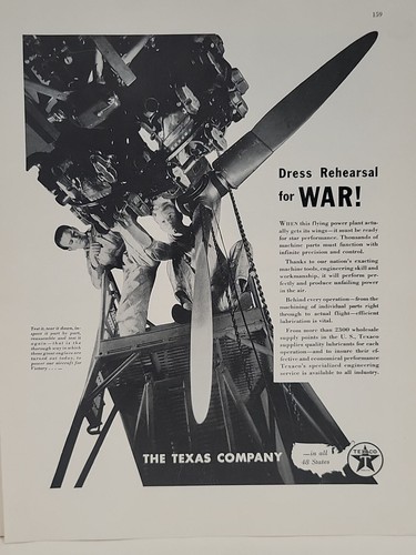 1942 TEXACO Texas Company Fortune WW2 Print Ad Q2 Aircraft Engines ...