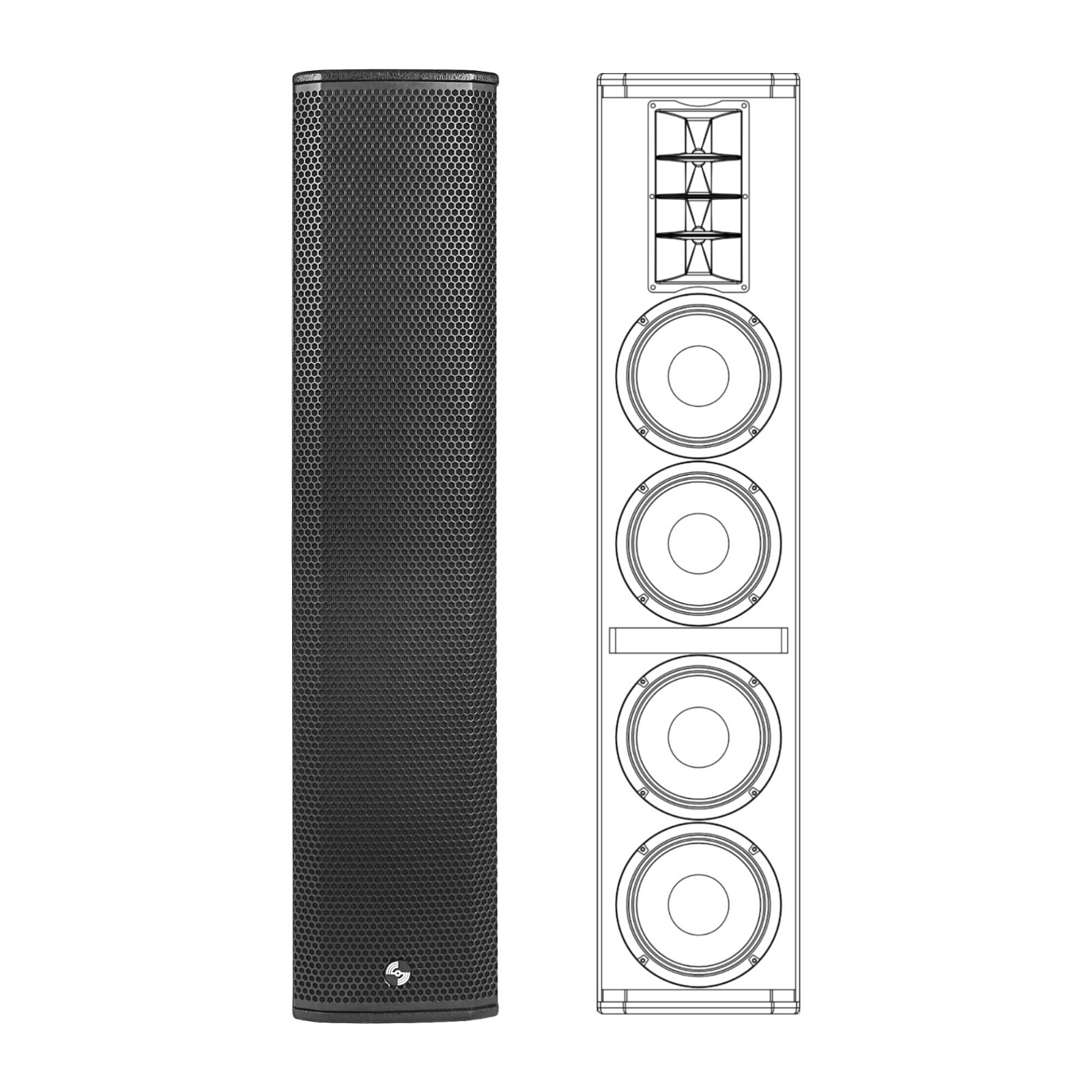 Sound Town Power Wall-Mount Column Line Array Speaker 4x6.5", Black ...
