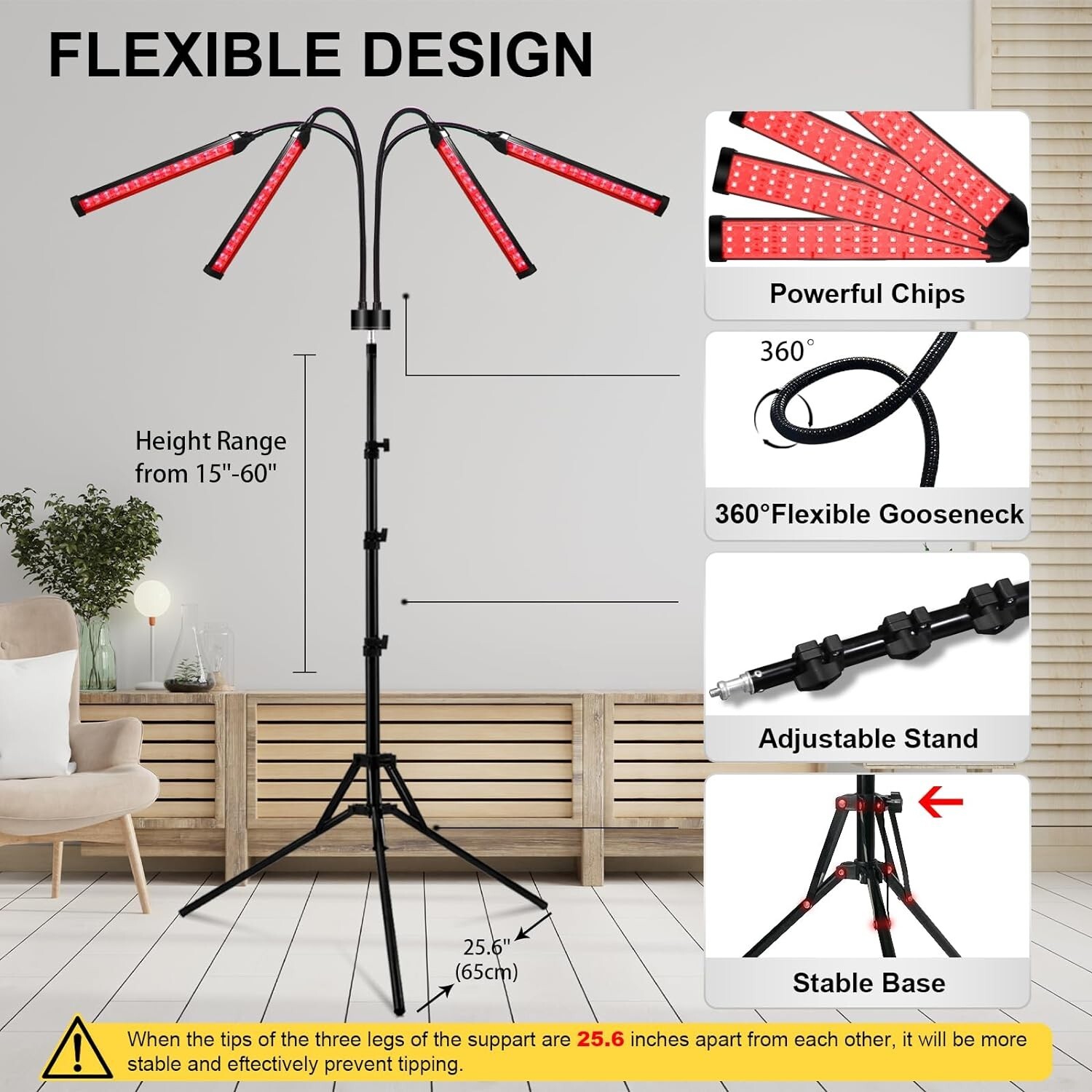 Red Light Lamp, 180 LED's Infrared Light Lamp with Stand, 660nm & 850nm ...