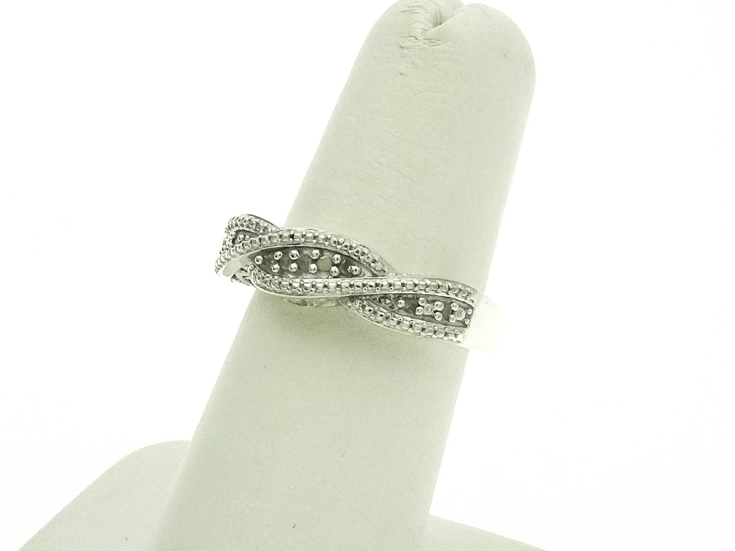Sterling Silver Band Ring with Fancy Designs and White Diamonds Size-7 ...