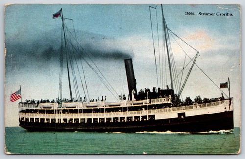 Transportation~California~Steamer Ship Cabrillo~PM 1923~HH Tammen Vtg ...