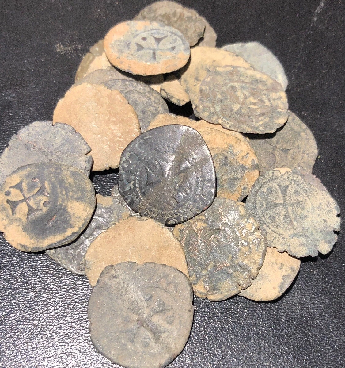 Old Spanish Coins With Cross