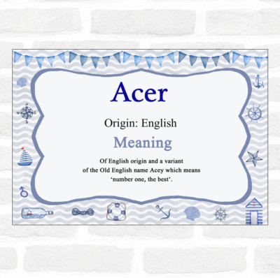 Acer Name Meaning Nautical Certificate | eBay UK