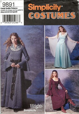 Simplicity 9891 Renaissance Medieval Princess Gown Sz 14-20 UC Pattern ...