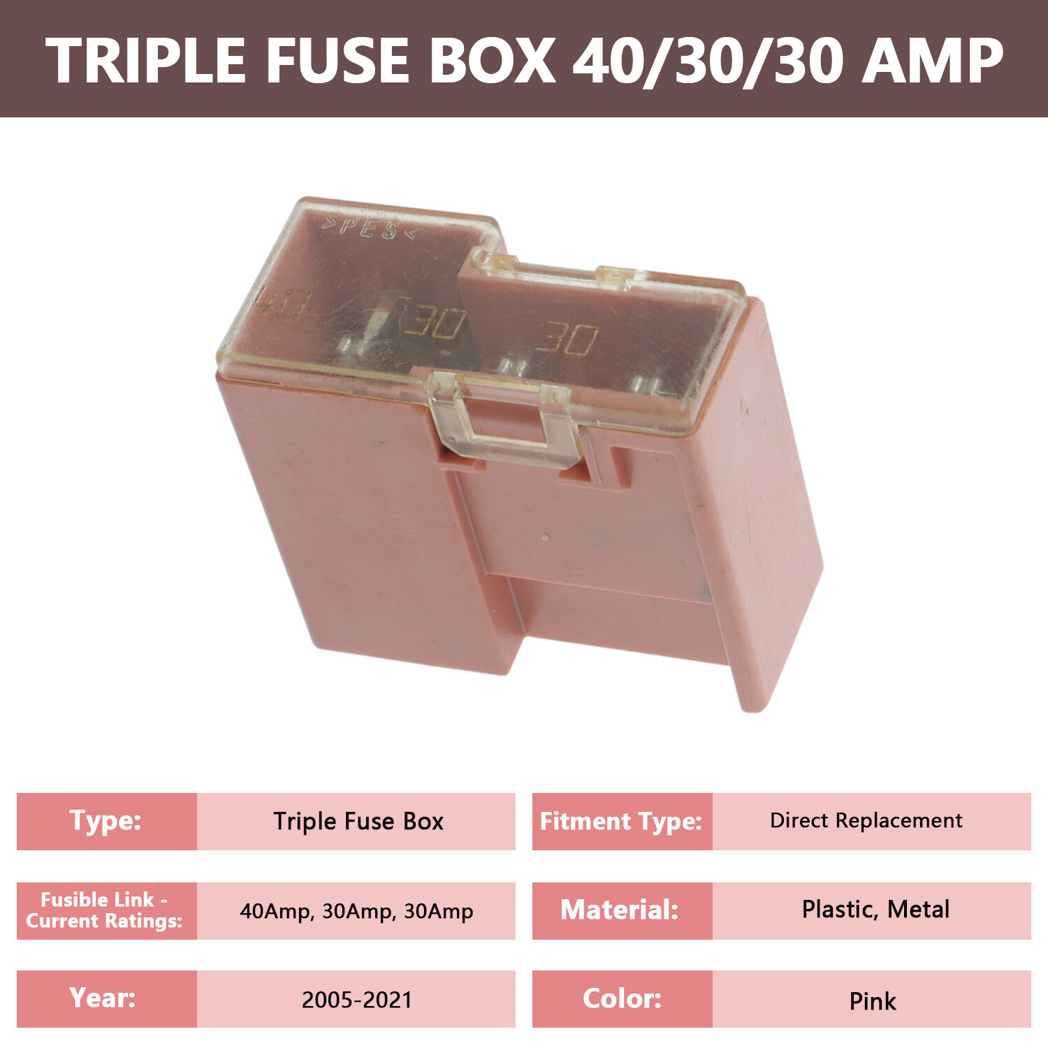 1 Pc Triple Fuse Box 40/30/30Amp Pink Fit for 2003-2006 Nissan 350Z ...