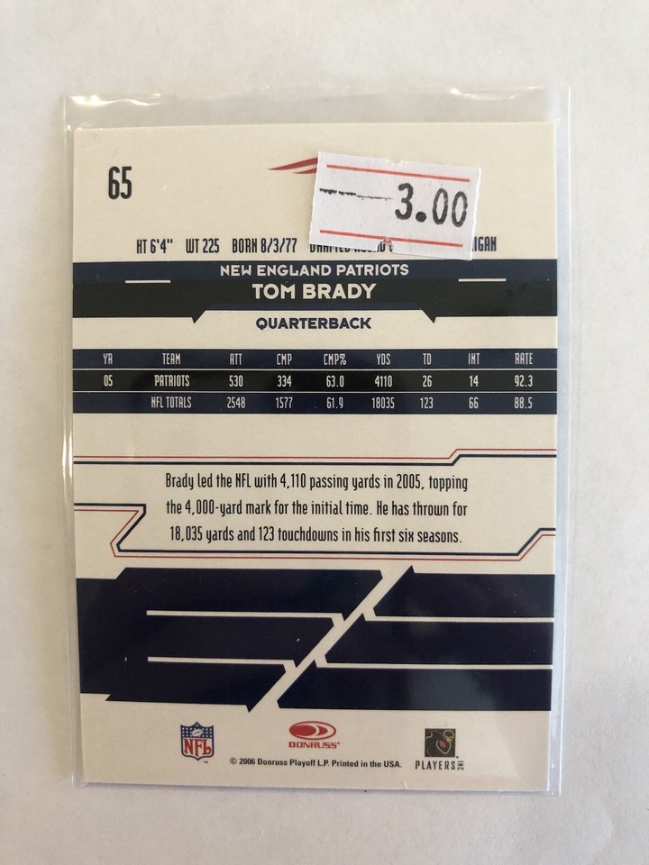football cards-2006 Donruss Playoff Tom Brady the Goat! Leaf rookies ...