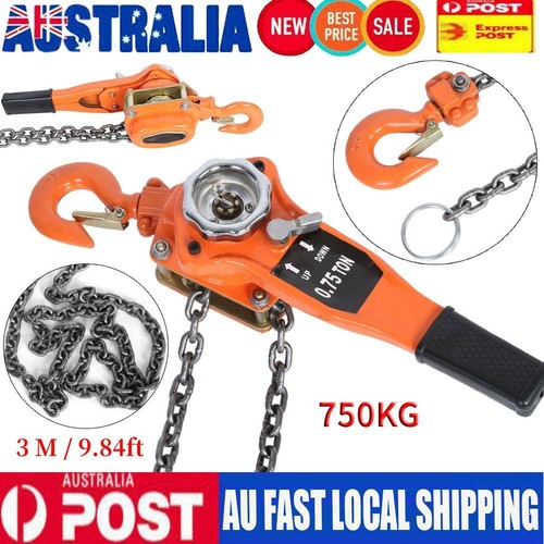 0.75 Ton Lever Block 750kg 3M 10ft Chain Hoist Comealong Safely Lift ...
